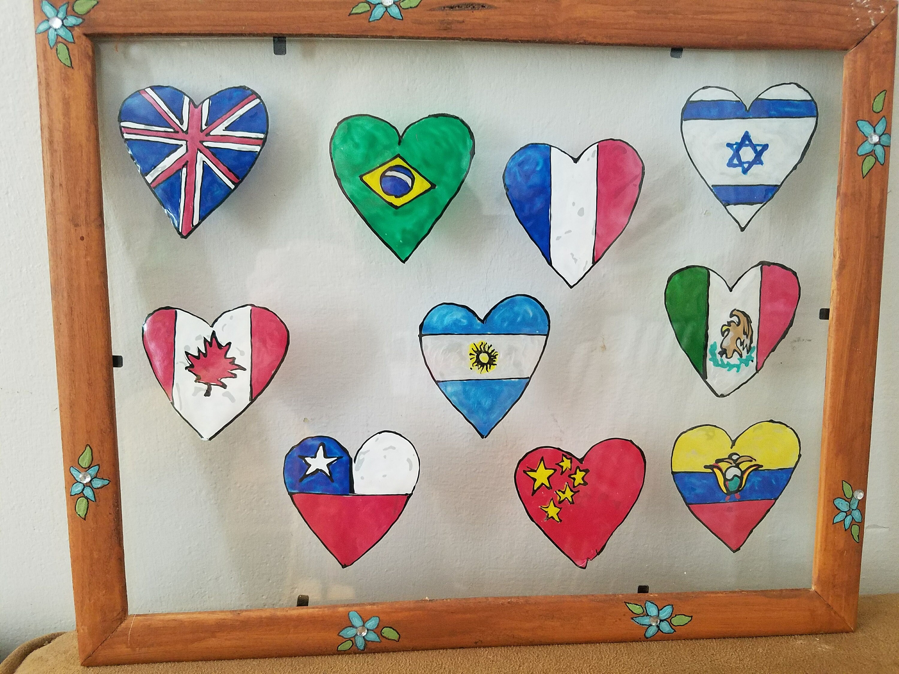 Heart of My Nation Hand Painted Flag Hearts Window Clings - Etsy