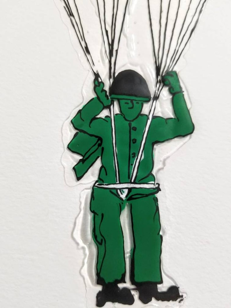 Green Plastic Army Guy Paratrooper . Hand Painted Stained | Etsy