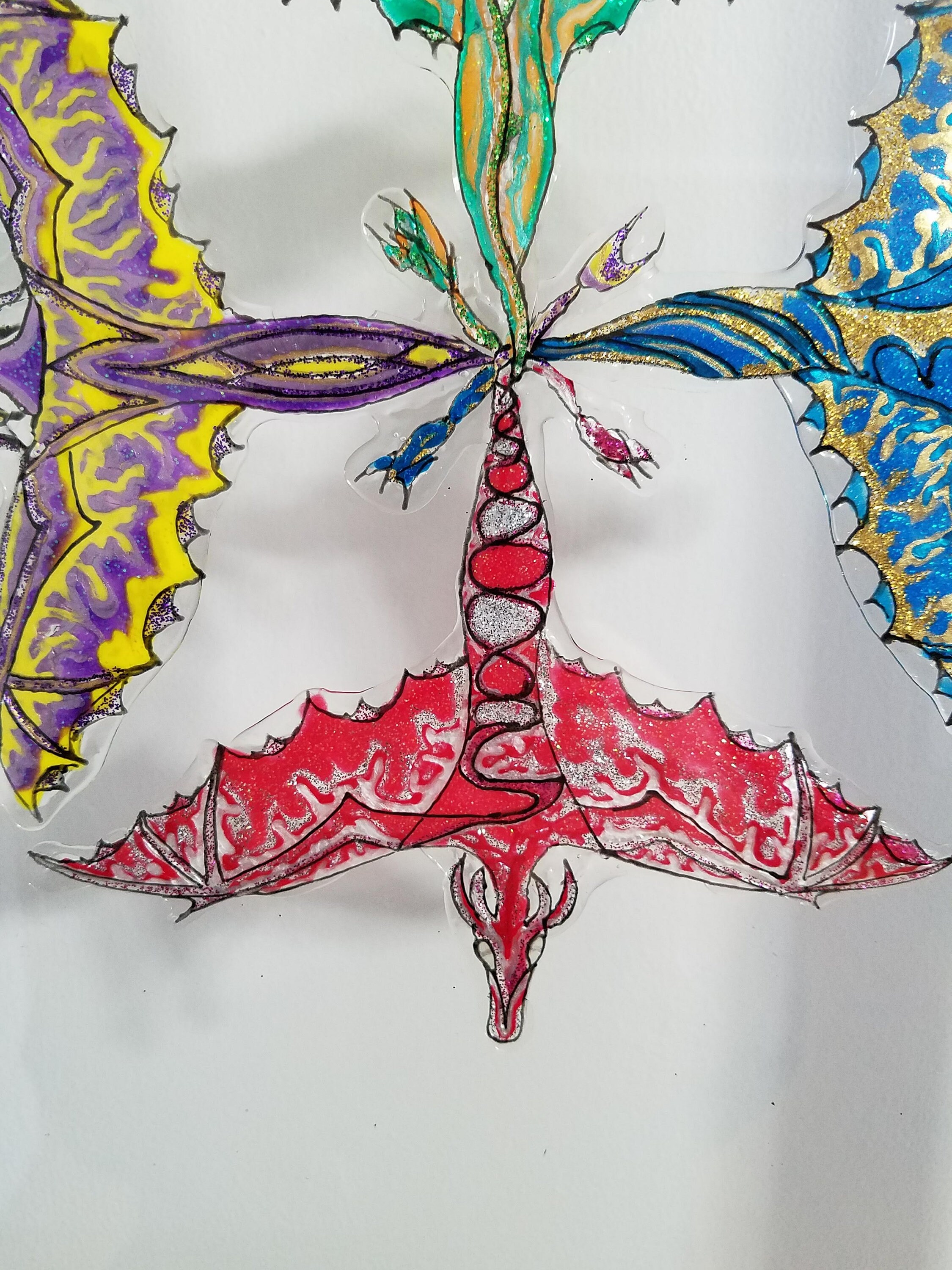 Compass Rose of Dragons Hand Painted Stained Glass Decal/art | Etsy