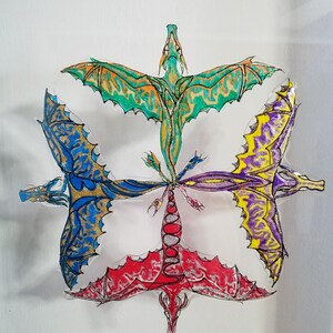 Compass Rose of Dragons Hand Painted Stained Glass Decal/art - Etsy