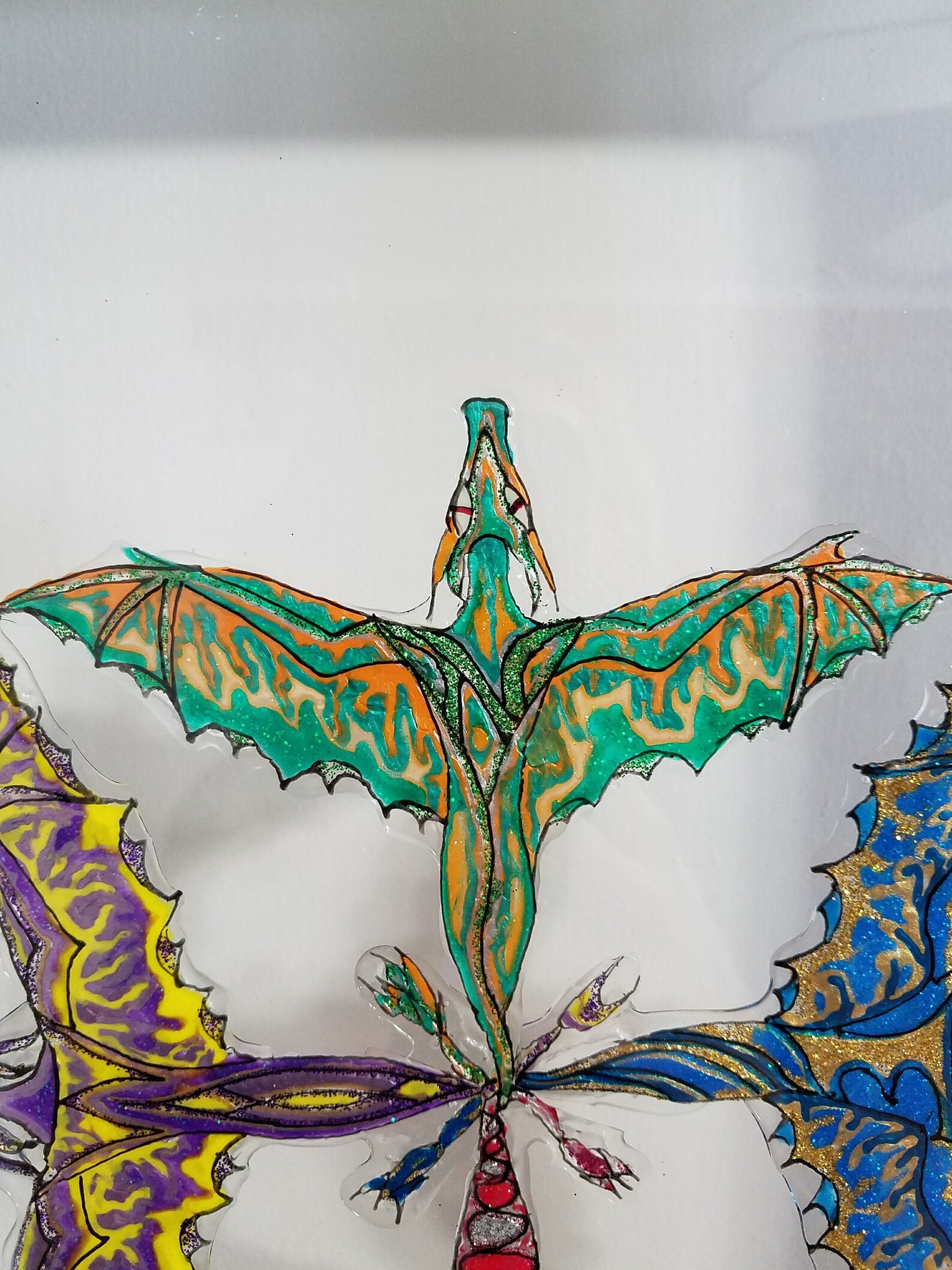 Compass Rose of Dragons Hand Painted Stained Glass Decal/art | Etsy