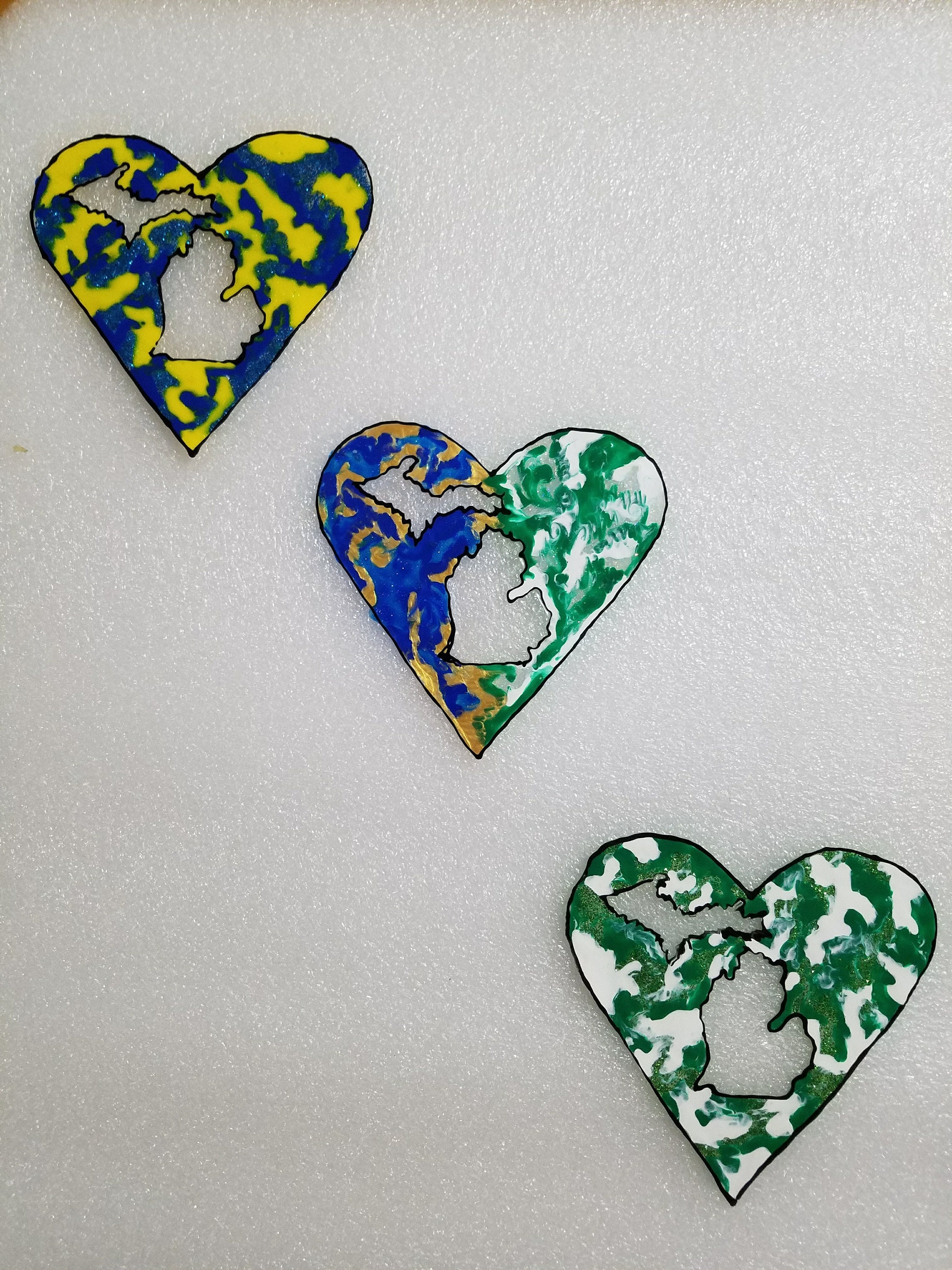 Green and White MSU Heart With Michigan Outline Window Art - Etsy