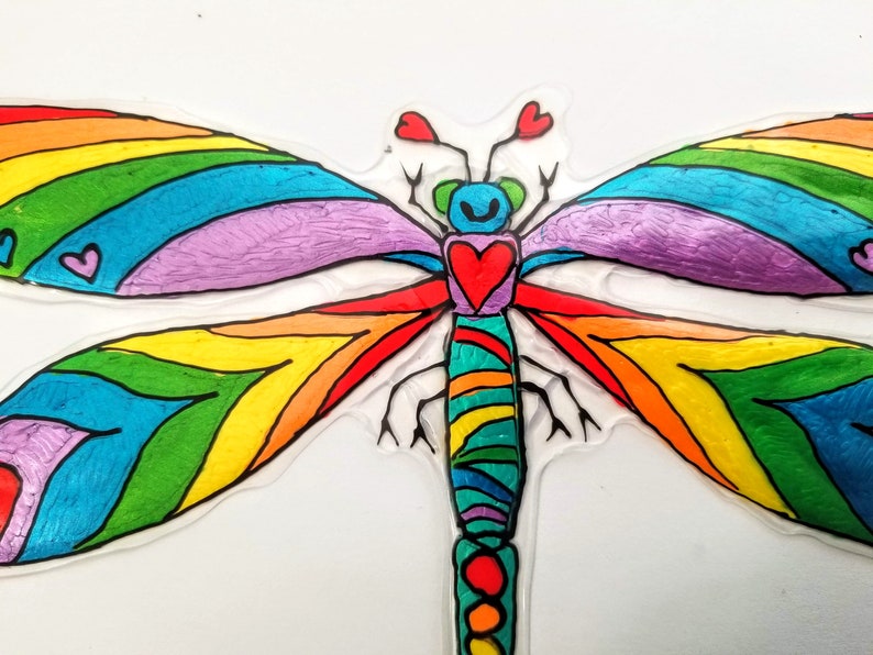 Rainbow Heart Dragonfly 9 Inch Wingspan. Hand Painted - Etsy