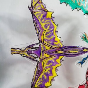 Compass Rose of Dragons Hand Painted Stained Glass Decal/art - Etsy