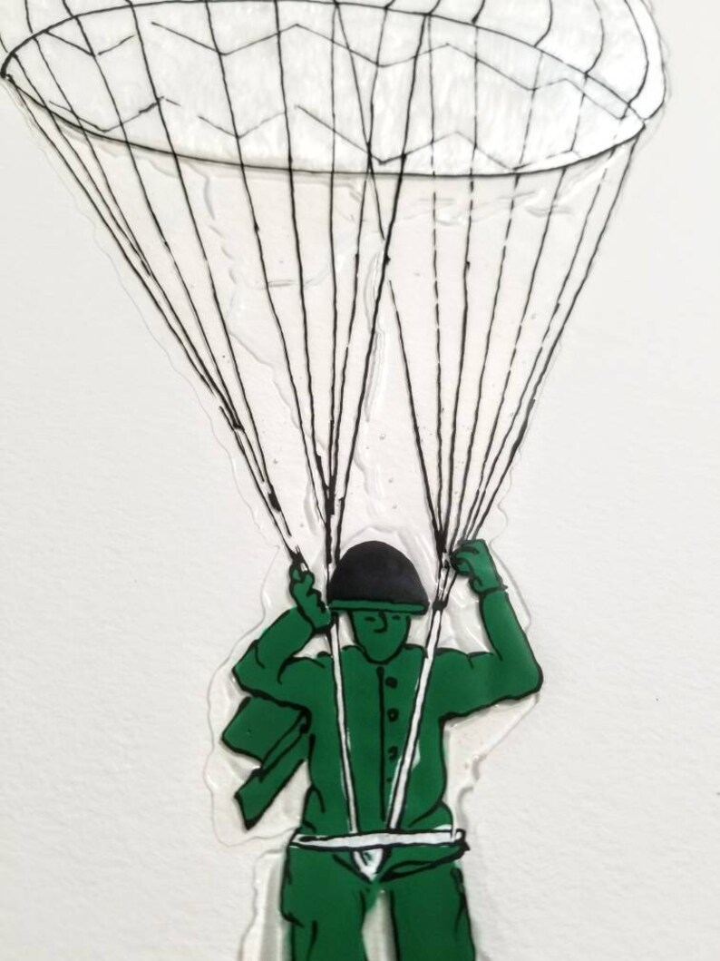 Green Plastic Army Guy Paratrooper . Hand Painted Stained | Etsy