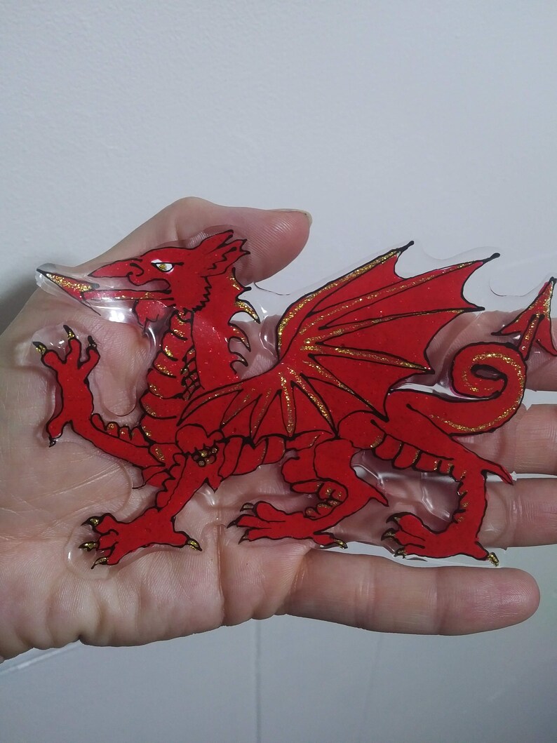 Red Dragon of Wales Hand Painted Stained Glass Decal/art - Etsy