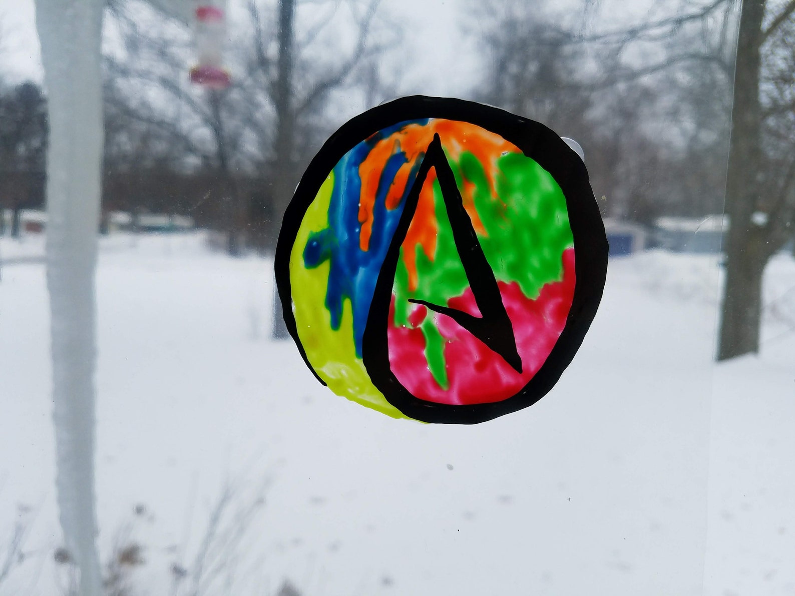 Atheist Symbol Sticker/window Art Black on Rainbow | Etsy