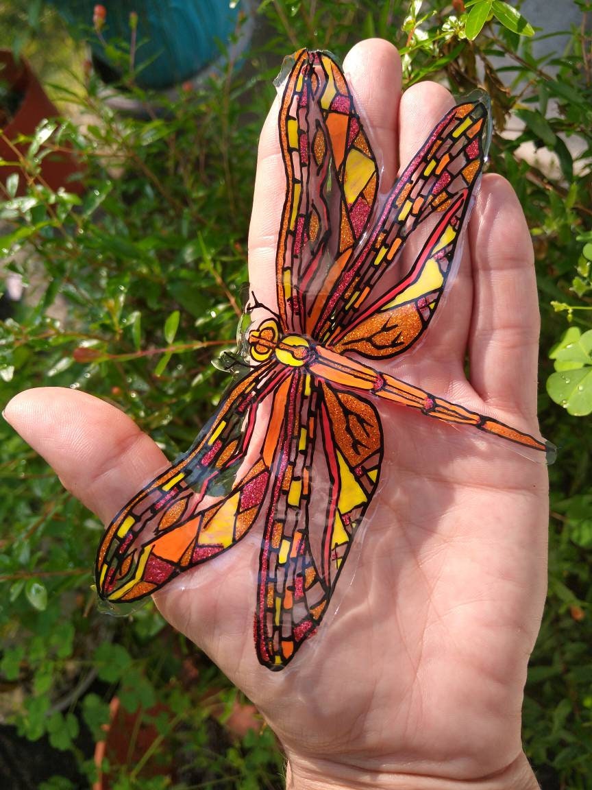 Candy Corn Colors Mini Dragonfly . Hand Painted Stained Glass - Etsy
