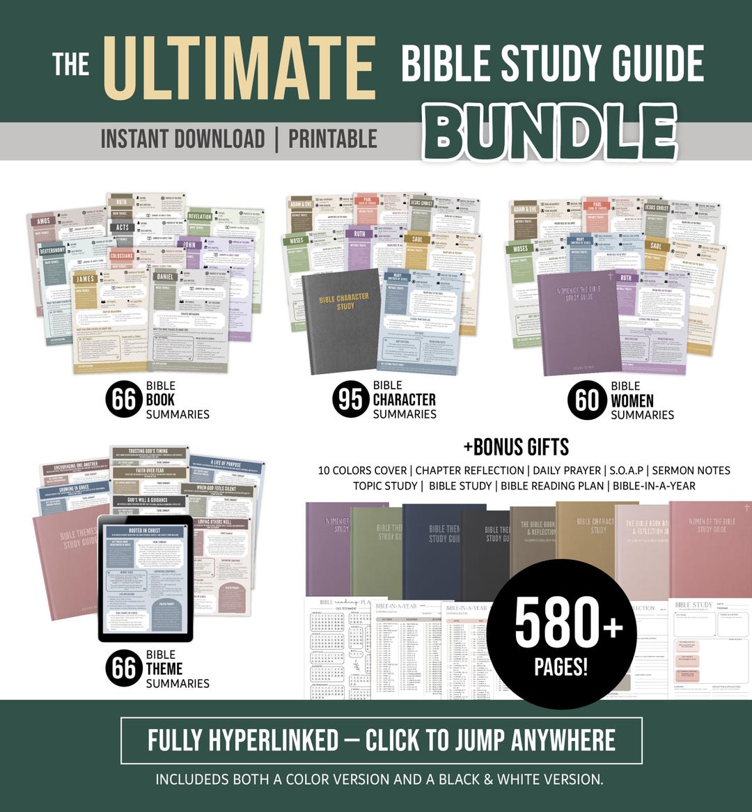 Ultimate Bible Bundle, Fully Hyperlinked Bible Study Guide, Summaries ...