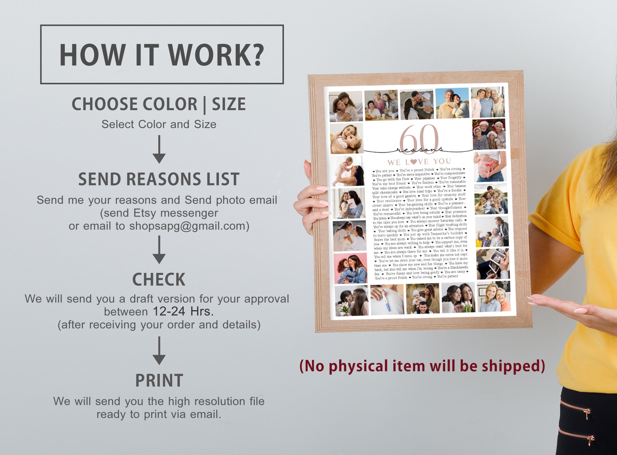 Custom 90 Reasons Photo Collage Why We Love You, 90th Birthday, Gift ...