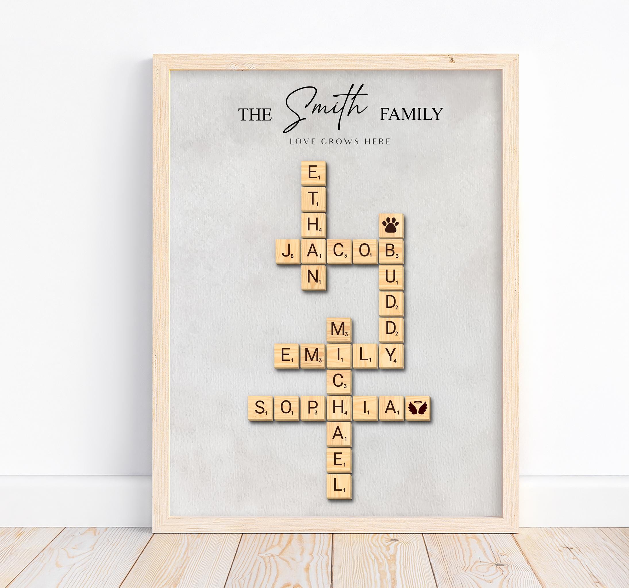 Personalised Scrabble Family Print, Family Names Sign, Gift Ideas ...