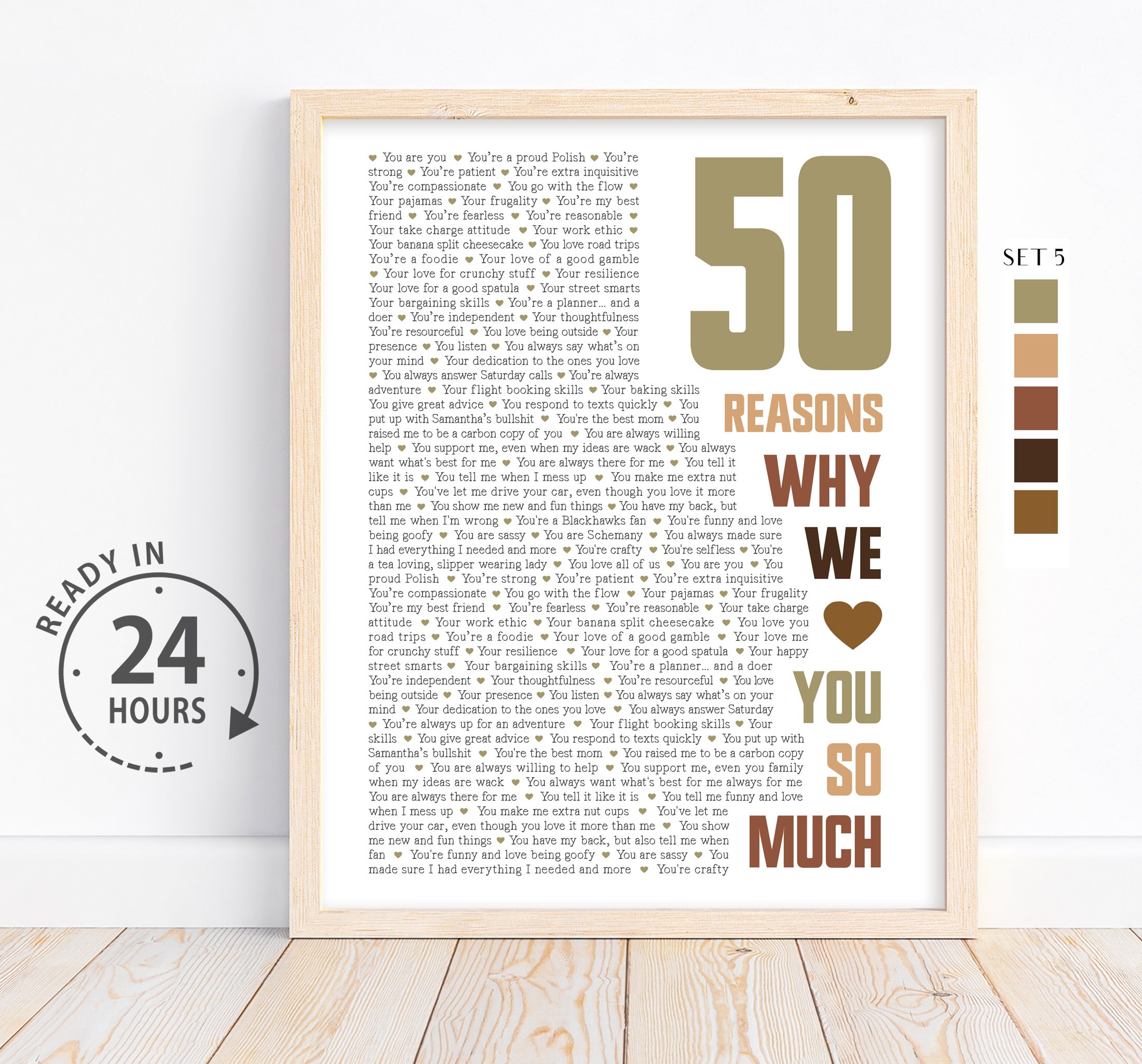 Personalized 50 Reasons Why We Love You so Much, 50th Birthday Gift for ...