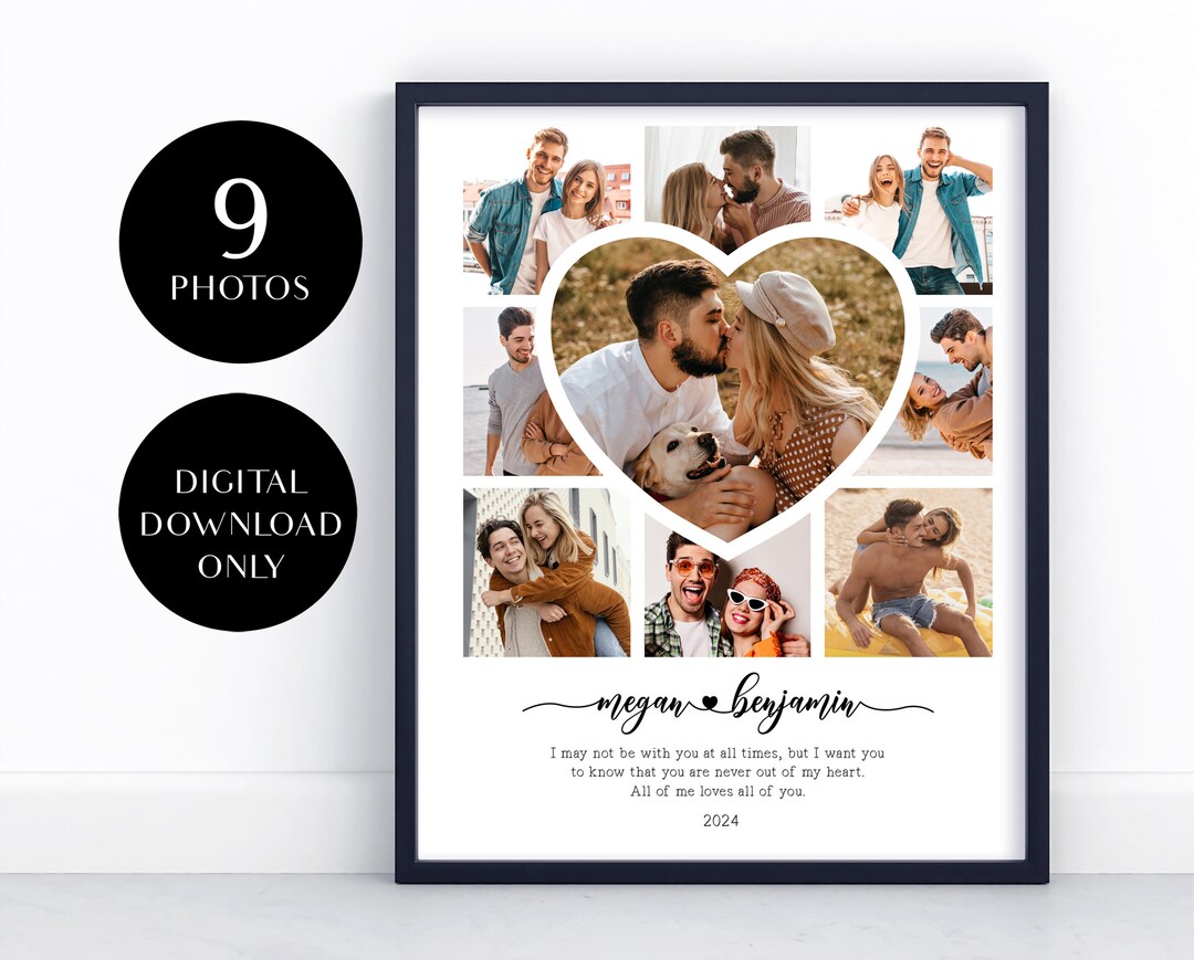 Personalized Heart Photo Collage, Custom Heart Collage, Wedding Photo ...