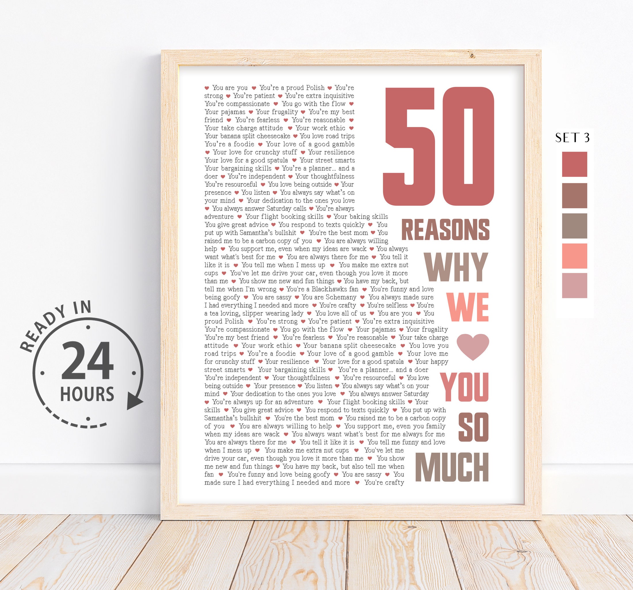 Personalized 50 Reasons Why We Love You so Much, 50th Birthday Gift for ...