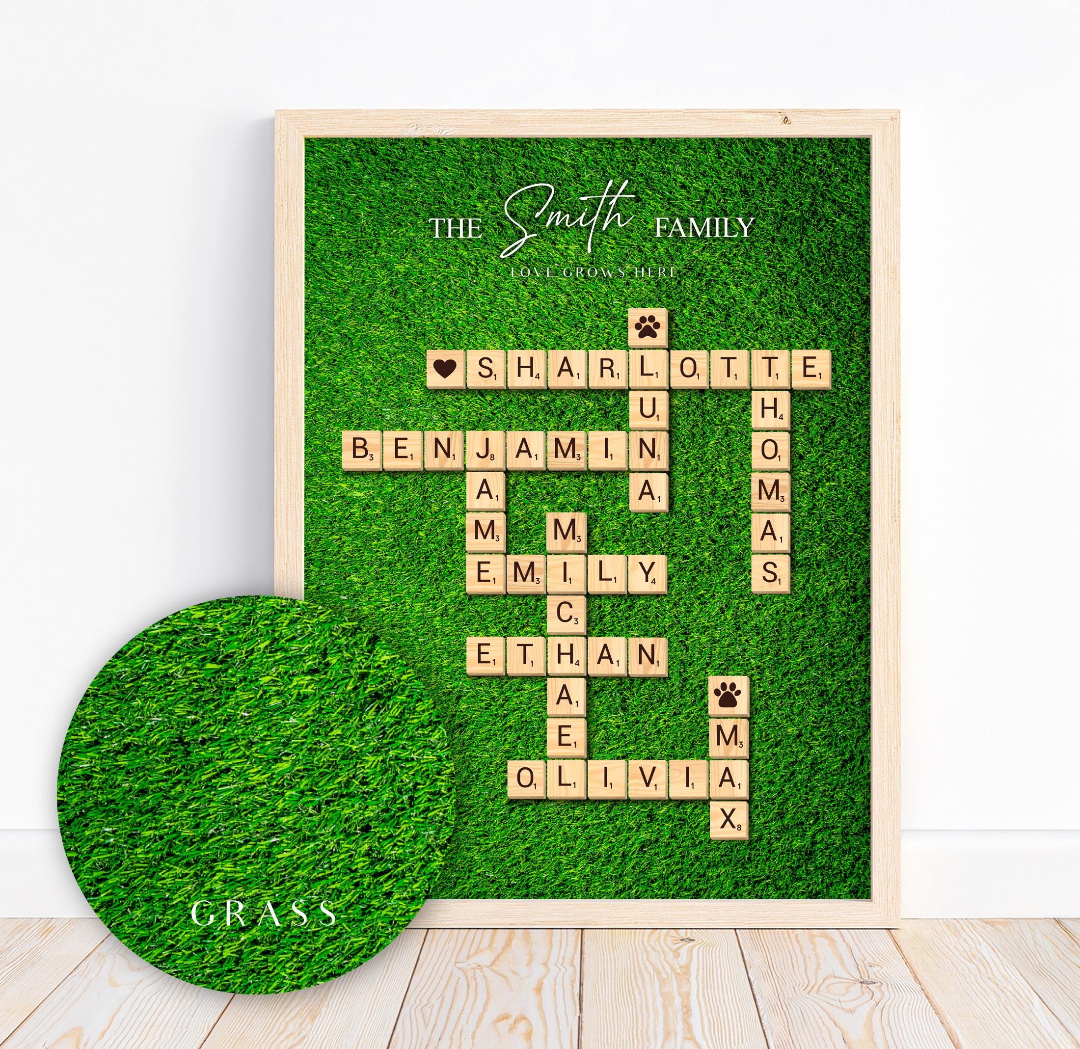 Personalised Scrabble Family Print, Family Names Sign, Gift Ideas ...
