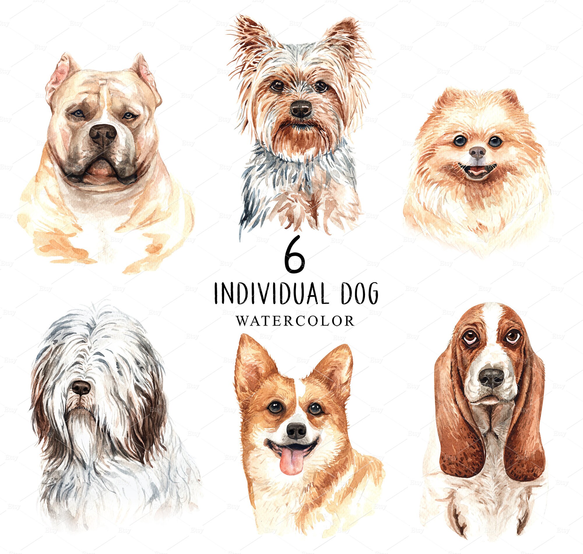 Dog Watercolor Clipart Pet Clip Arts Dog Cliparts Dog Png - Etsy