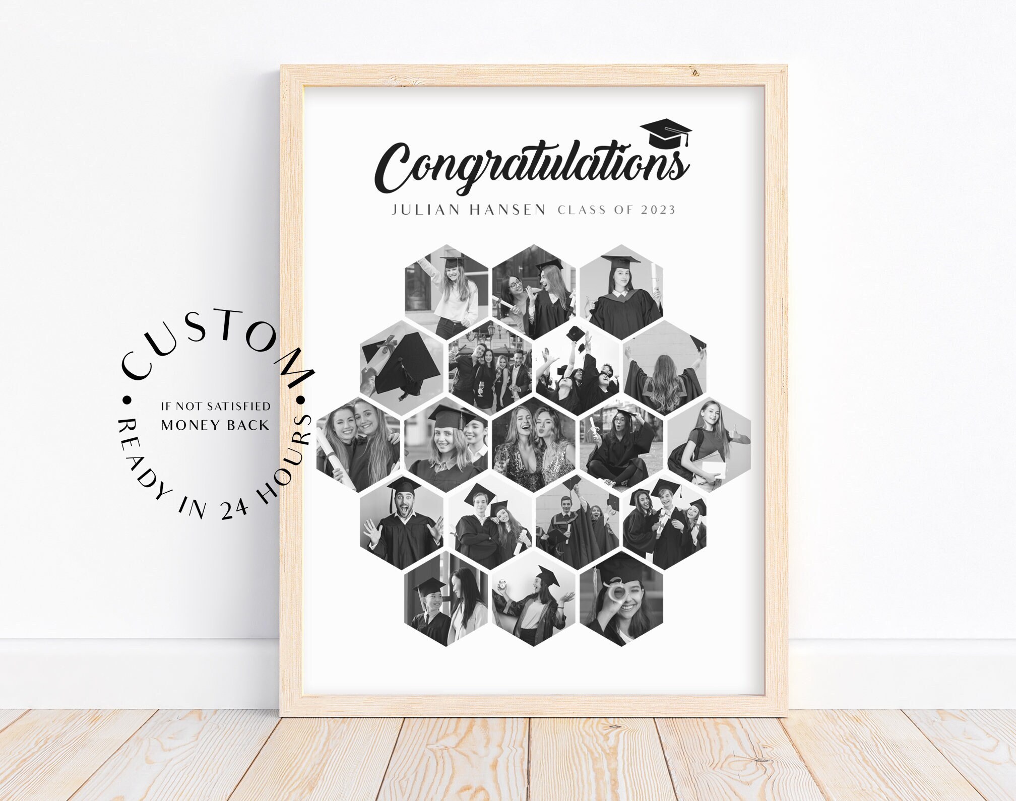 Custom Graduation Picture Collage Template, Printable Modern Graduate ...