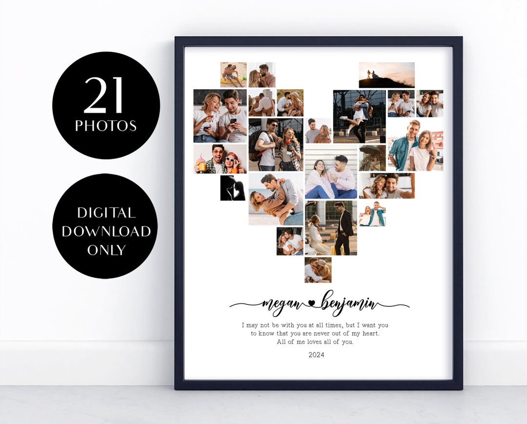 Heart Photo Collage, Custom Heart Collage, Wedding Photo Collage Gift ...