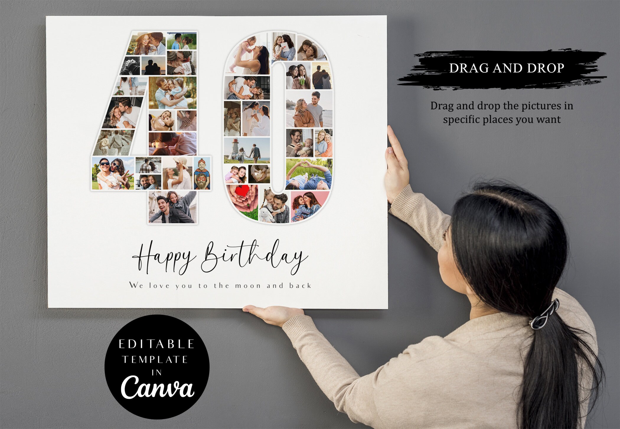 40th Birthday Photo Collage Canva Template Christmas Gifts - Etsy