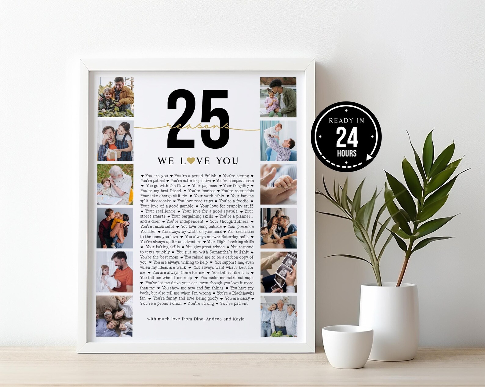 25 Reasons We Love You, Poster Picture Template 25th Birthday Gift for ...