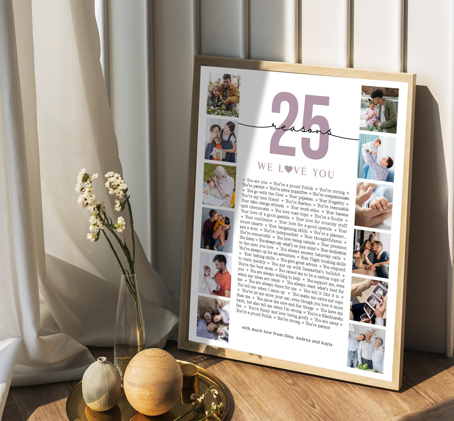 25 Reasons We Love You, Poster Picture Template 25th Birthday Gift for ...