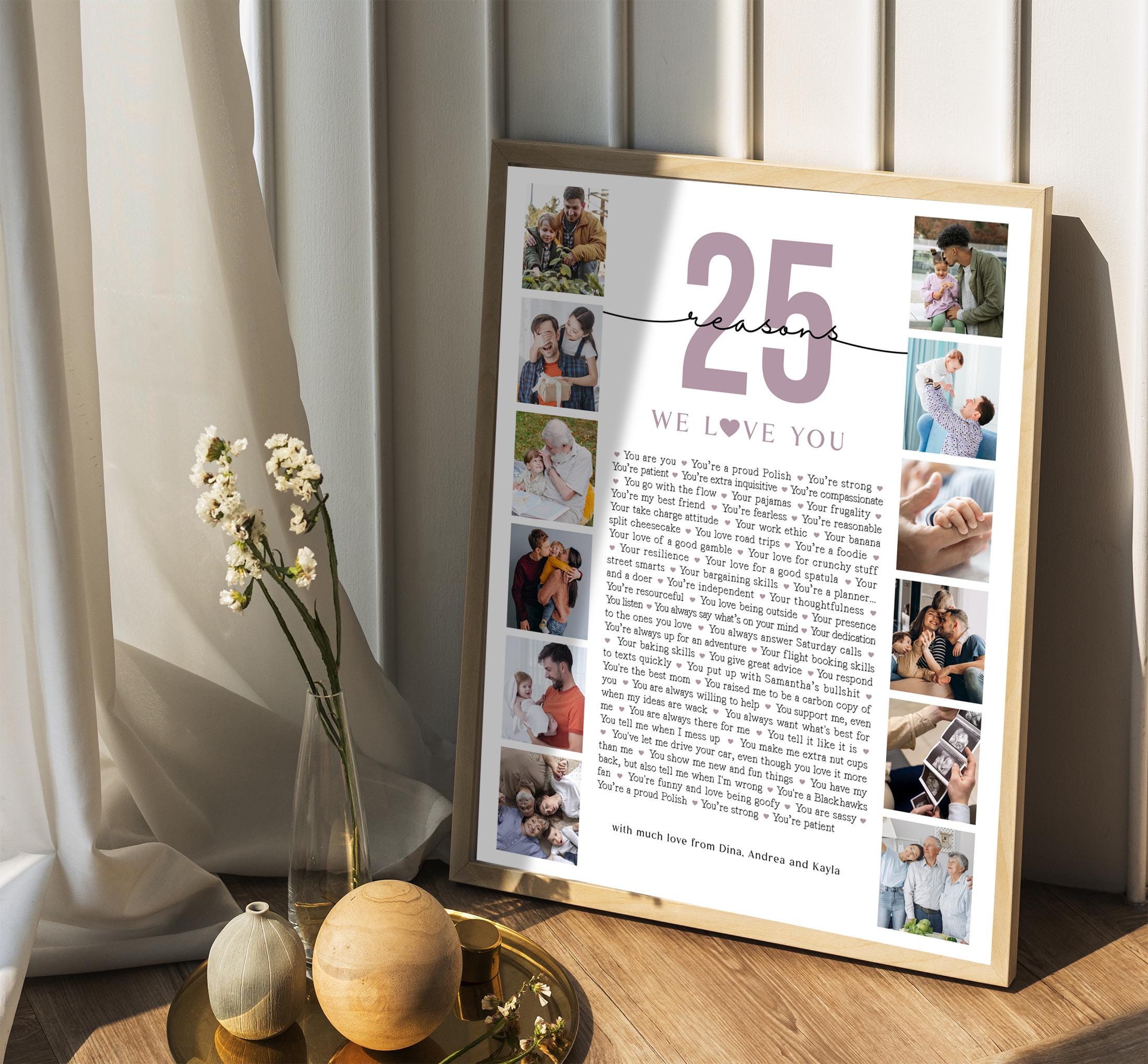 25 Reasons We Love You, Poster Picture Template 25th Birthday Gift for ...