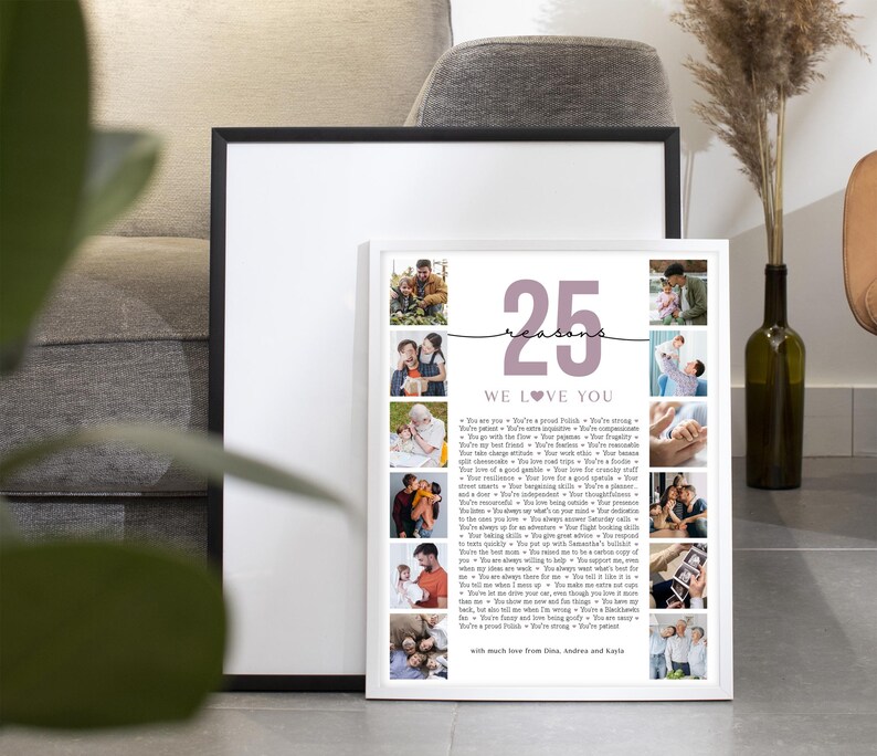 25 Reasons We Love You, Poster Picture Template 25th Birthday Gift for ...