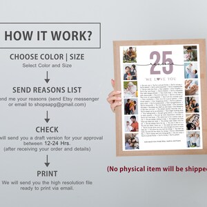 25 Reasons We Love You, Poster Picture Template 25th Birthday Gift for ...