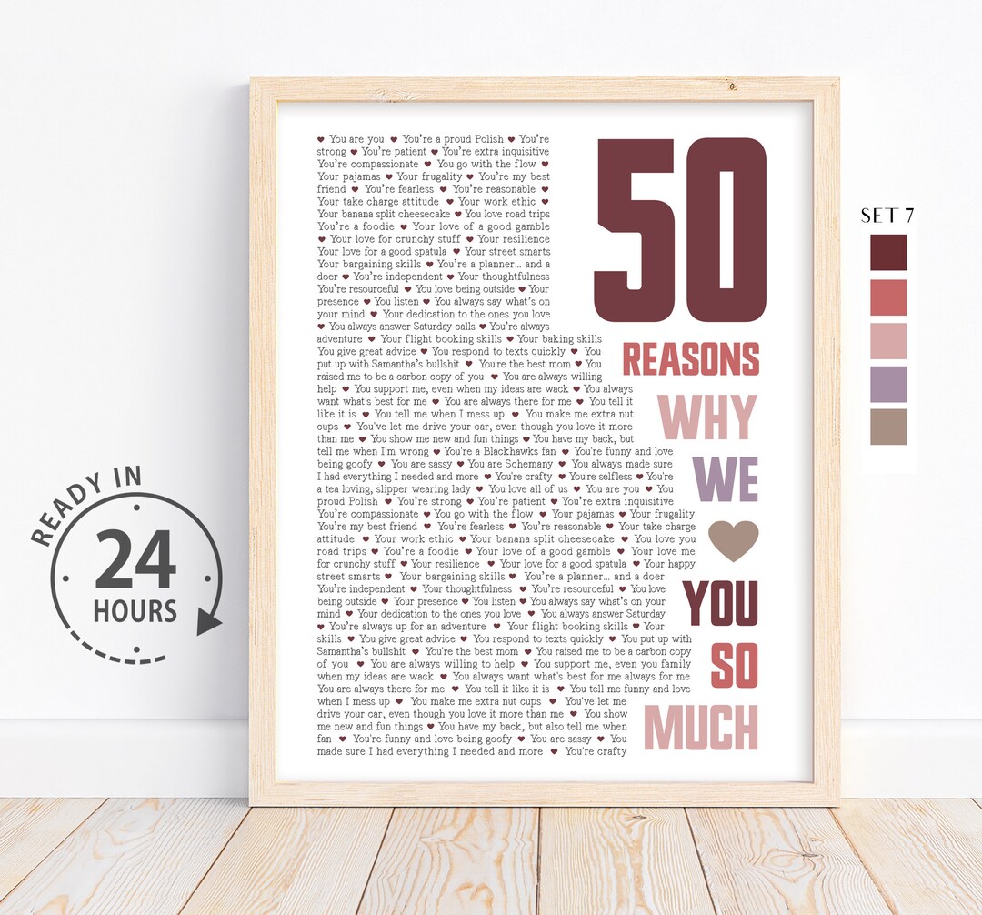 Personalized 50 Reasons Why We Love You so Much, 50th Birthday Gift for ...