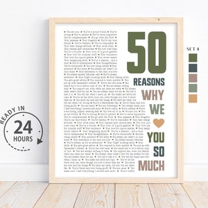 Personalized 50 Reasons Why We Love You so Much, 50th Birthday Gift for ...