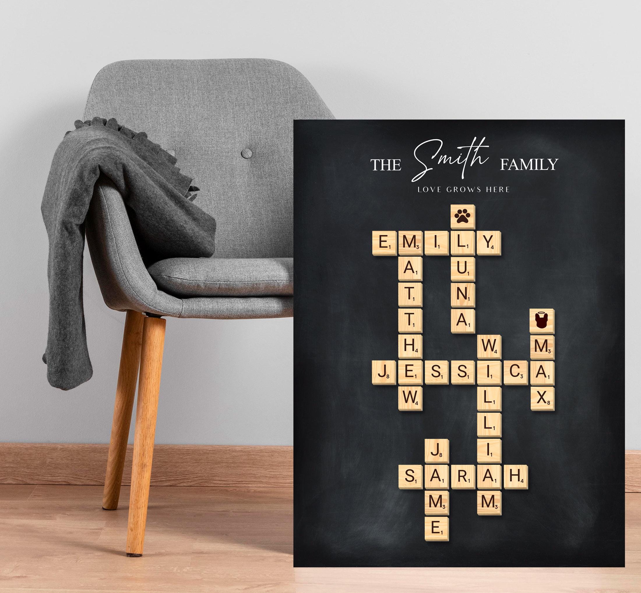 Personalised Scrabble Family Print, Family Names Sign, Gift Ideas ...