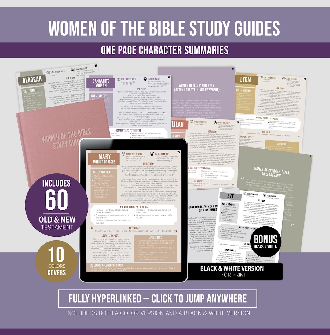 Women of the Bible Character Study Guide, Bible Study, Study Sheet ...