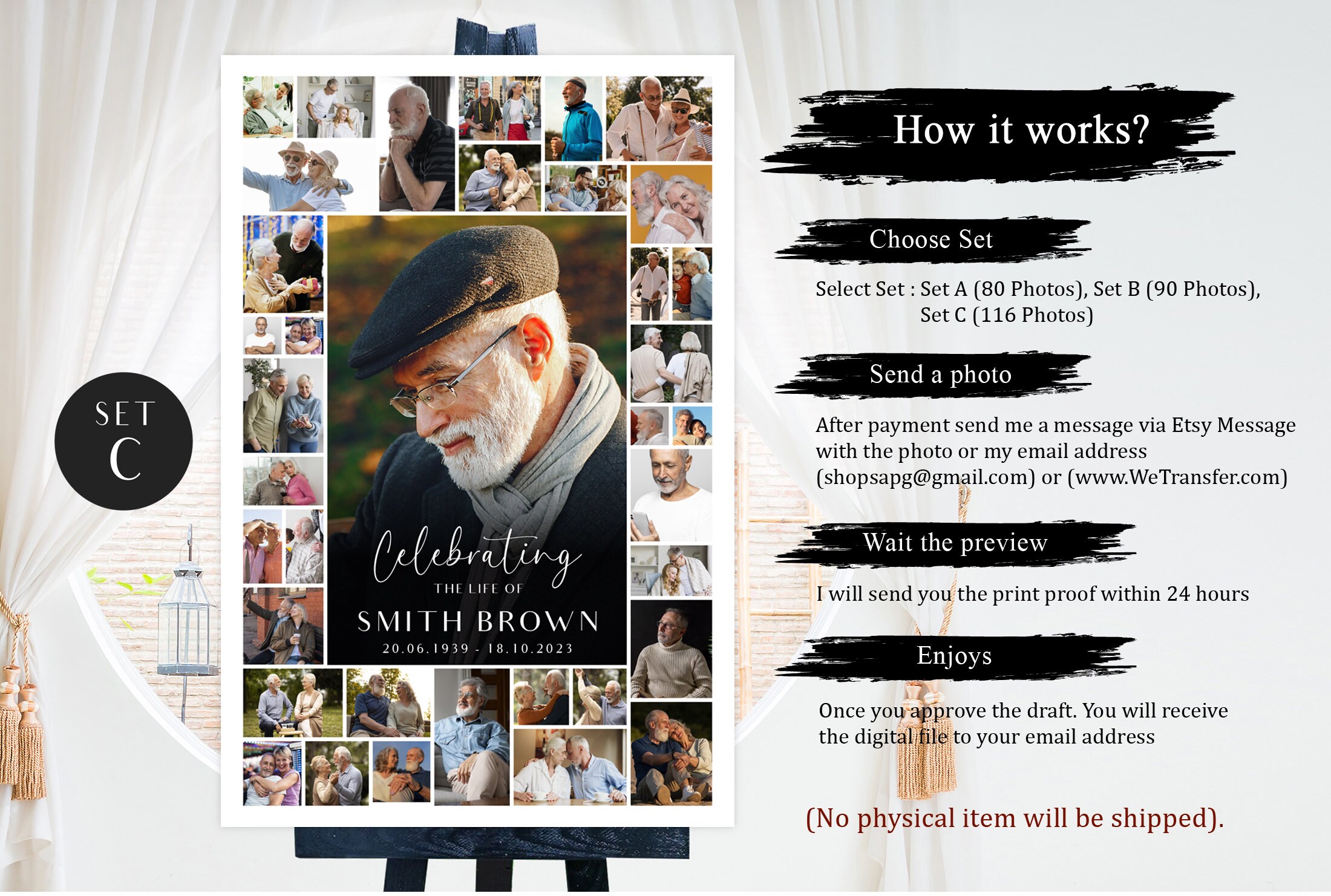 Custom Funeral Photo Collage Sign Templates Personalized - Etsy