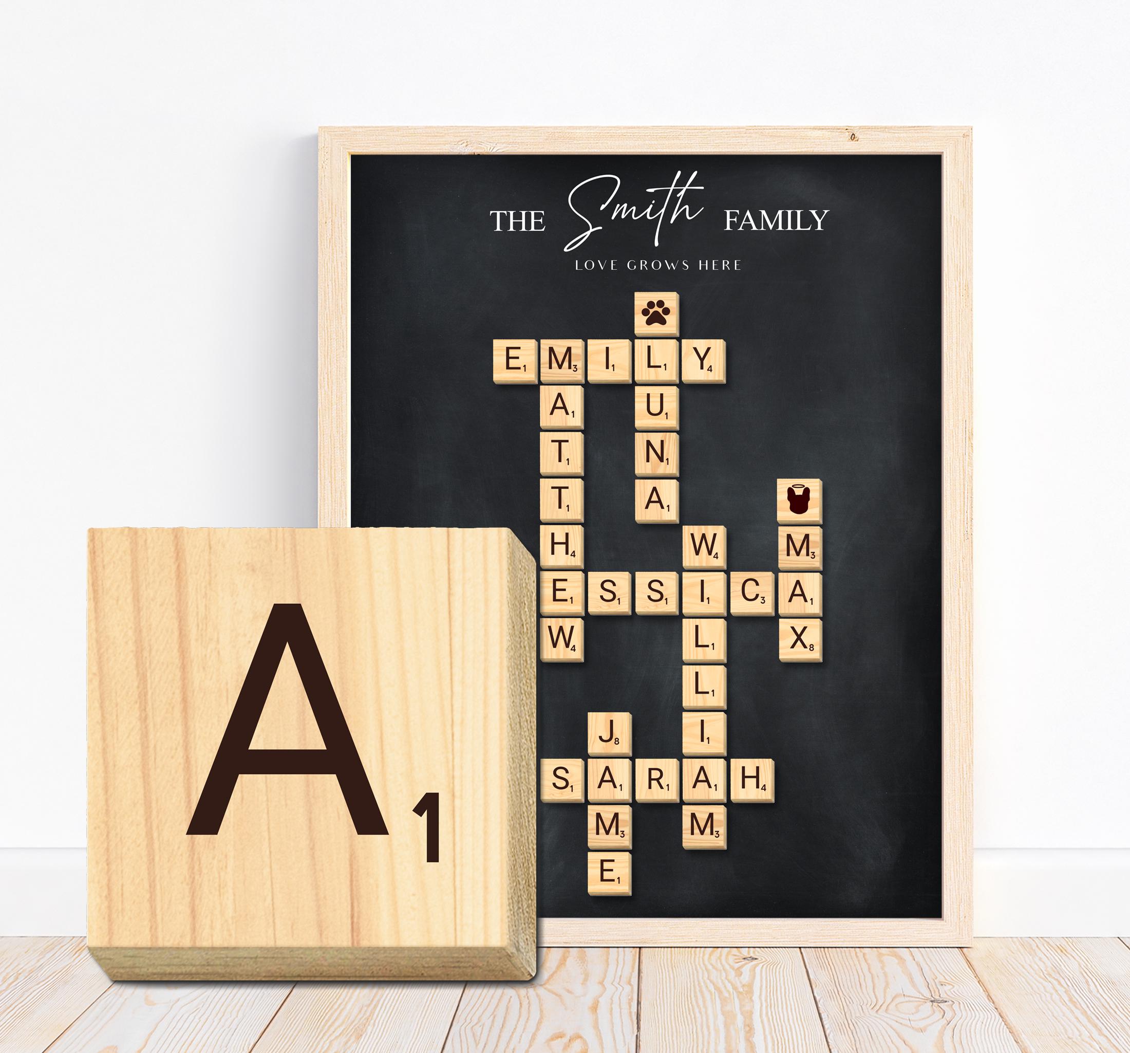 Personalised Scrabble Family Print, Family Names Sign, Gift Ideas ...
