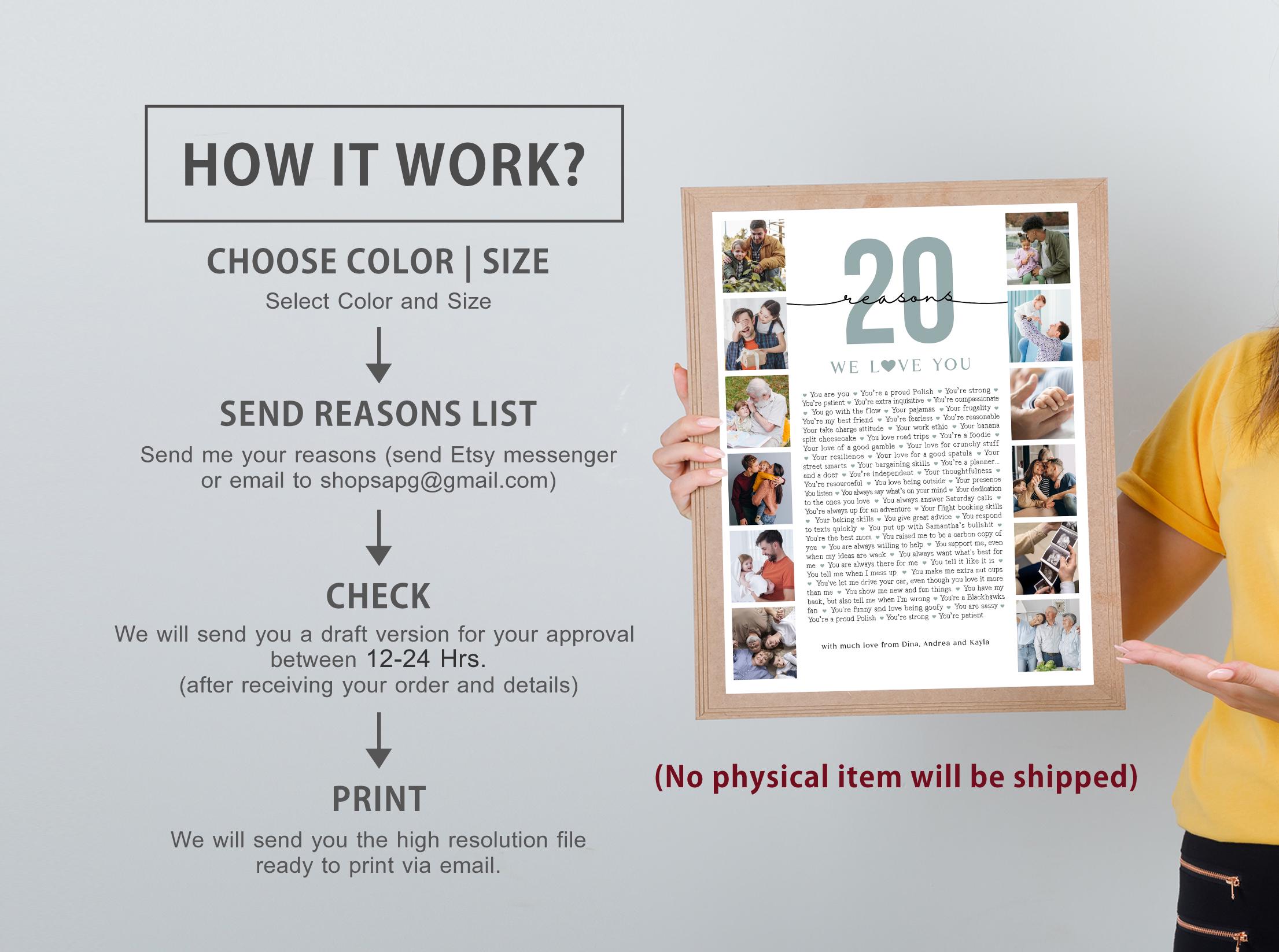 20 Reasons We Love You, Poster Picture Template 20th Birthday Gift for ...