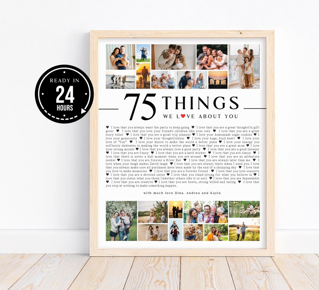 75 Thinks We Love About You, Picture Template, 75 Reasons We Love You DIY Gift, Anniversary Gift ...