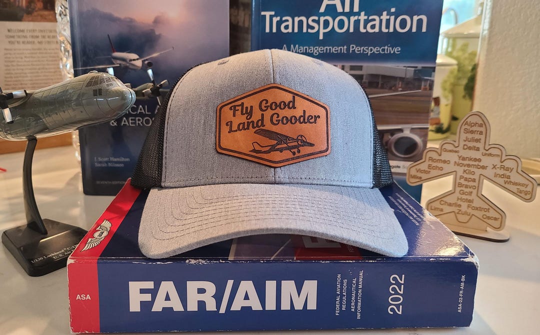 Fly Good Land Gooder Hat: Leather Patch Pilot Baseball Cap - Etsy