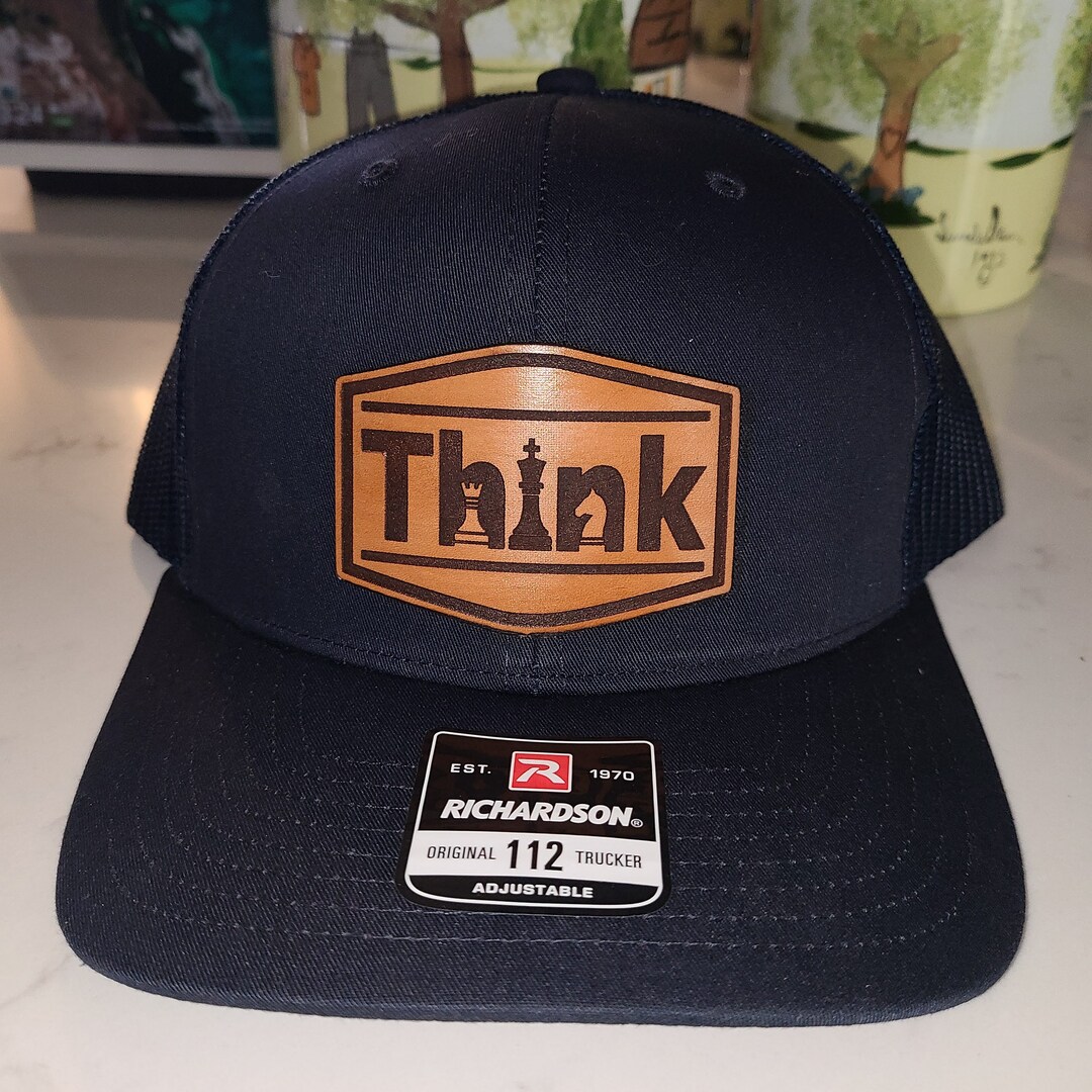 Think Chess Hand Stained Leather Baseball Hat / Chess Gifts / Chess ...