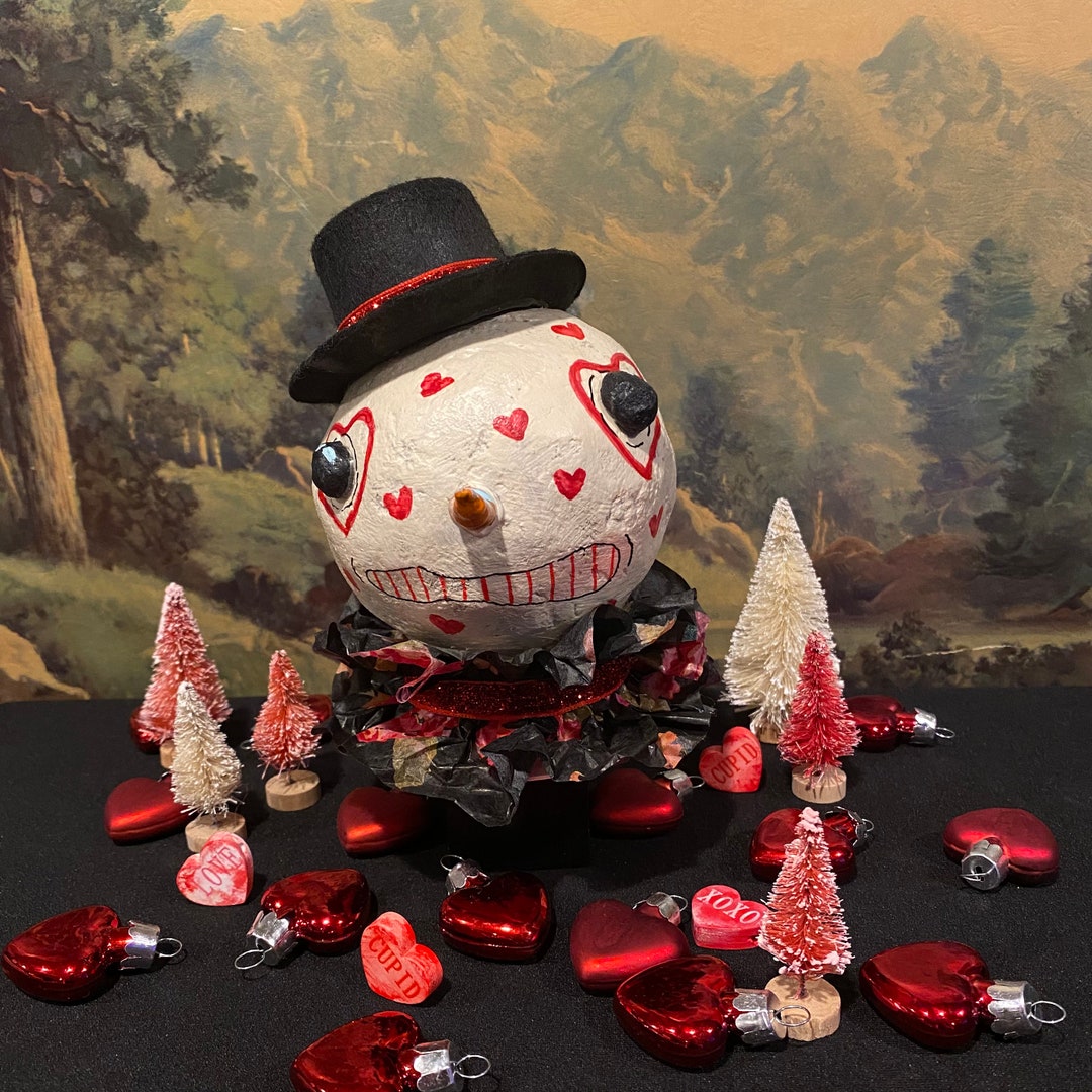 Handmade Snowball Head Valentine With Neck Ruffle - Etsy
