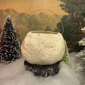 Snowfolx Handmade Paper Pulp Goodies Pail, Snowman Head With Primitive ...