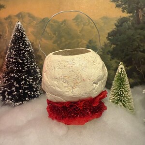 Snowfolx Handmade Paper Pulp Goodies Pail, Snowman Head With Red ...