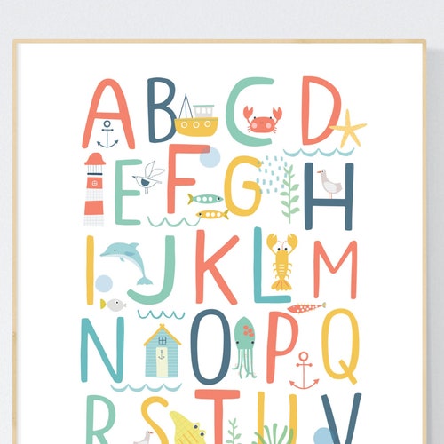 Sea Themed Alphabet Wall Art Children's Prints - Etsy