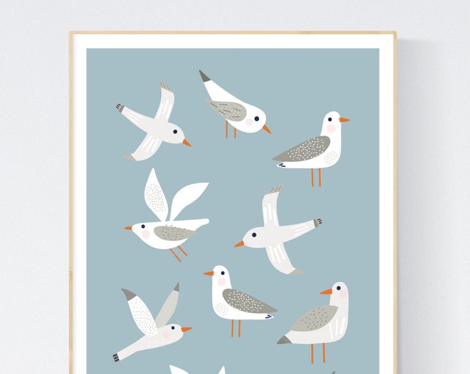 White Seagulls Wall Decor, Flock O Seagulls Vintage Wall Art by Homco ...