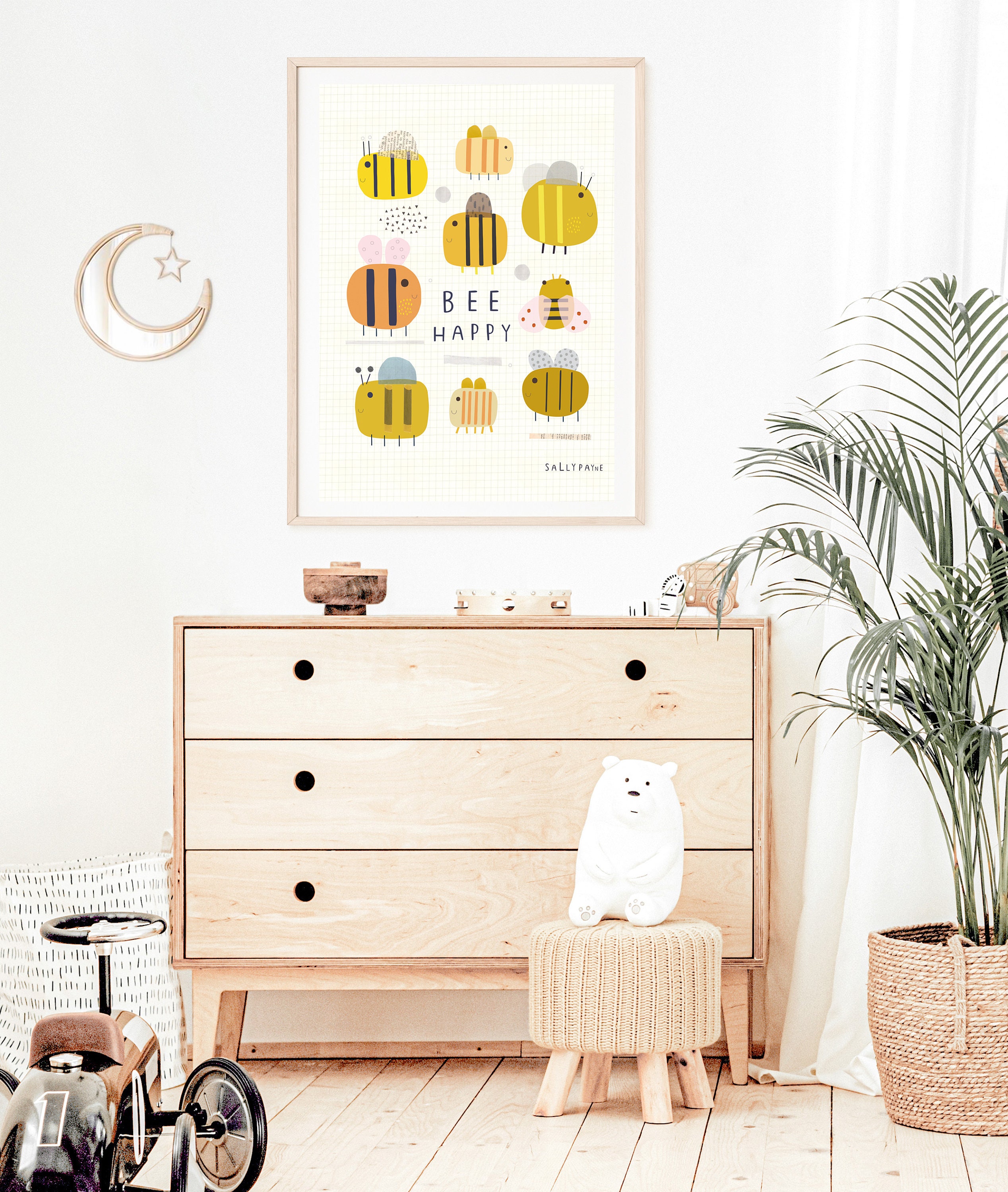 Bee Happy Wall Art Wall Art Children's Prints - Etsy
