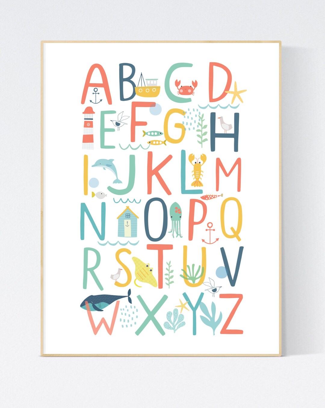 Sea Themed Alphabet - Wall Art - Children's Prints - Children's Wall ...