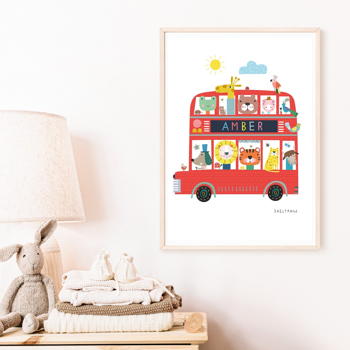Personalised Big Red Bus Wall Print - Wall Art - Wall Prints - Children ...
