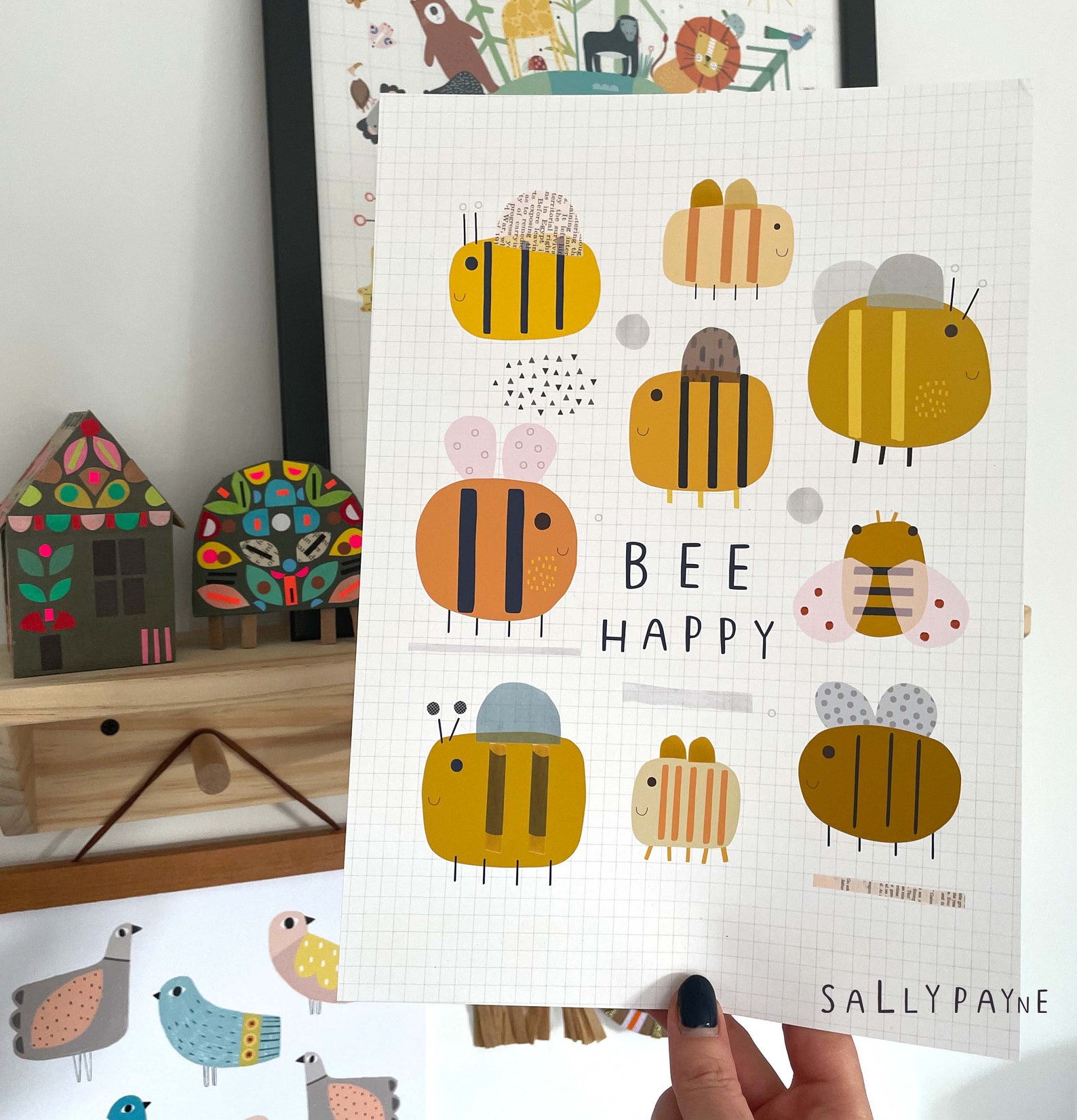 Bee Happy Wall Art Wall Art Children's Prints - Etsy