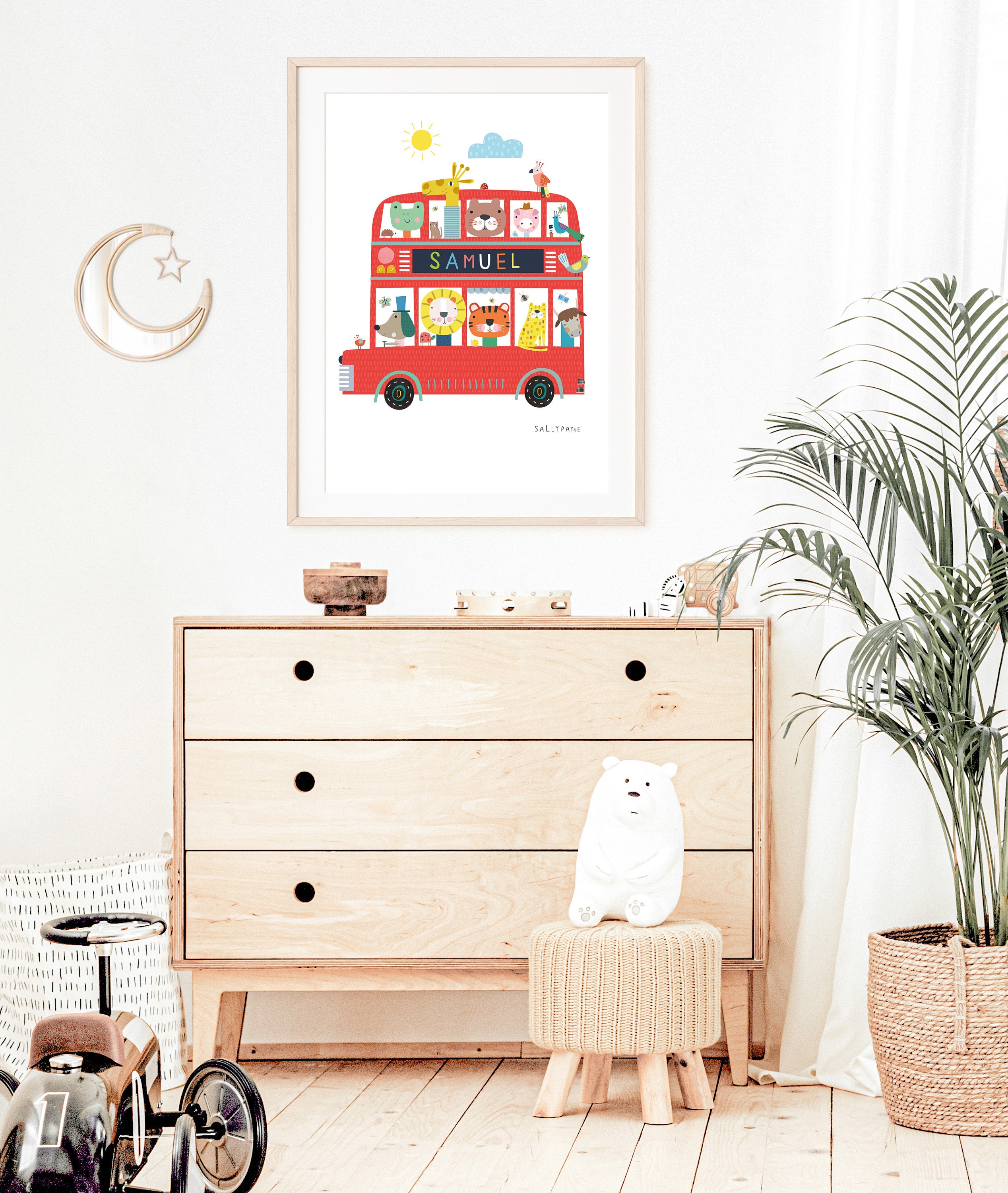 Personalised Big Red Bus Wall Print - Wall Art - Wall Prints - Children ...