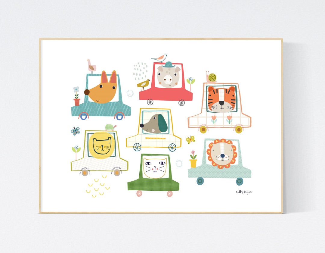 Animal Cars Wall Art - Wall Art - Wall Prints - Children's Wall Art - Etsy