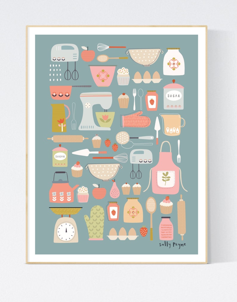 Baking Illustration Art Print – Kitchen Wall Decor - Etsy